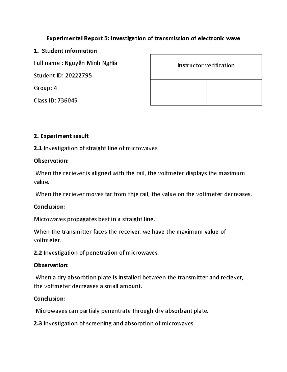 Experimental Report 5 a - When the reciever moves far from thje rail ...