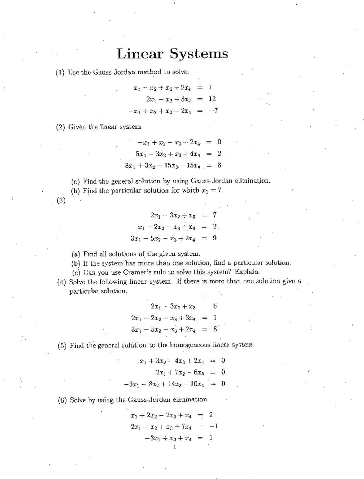 Linear Systems - Vector operations: addition, subtraction, scalar ... Linear Systems - Vector operations: addition, subtraction, scalar ...