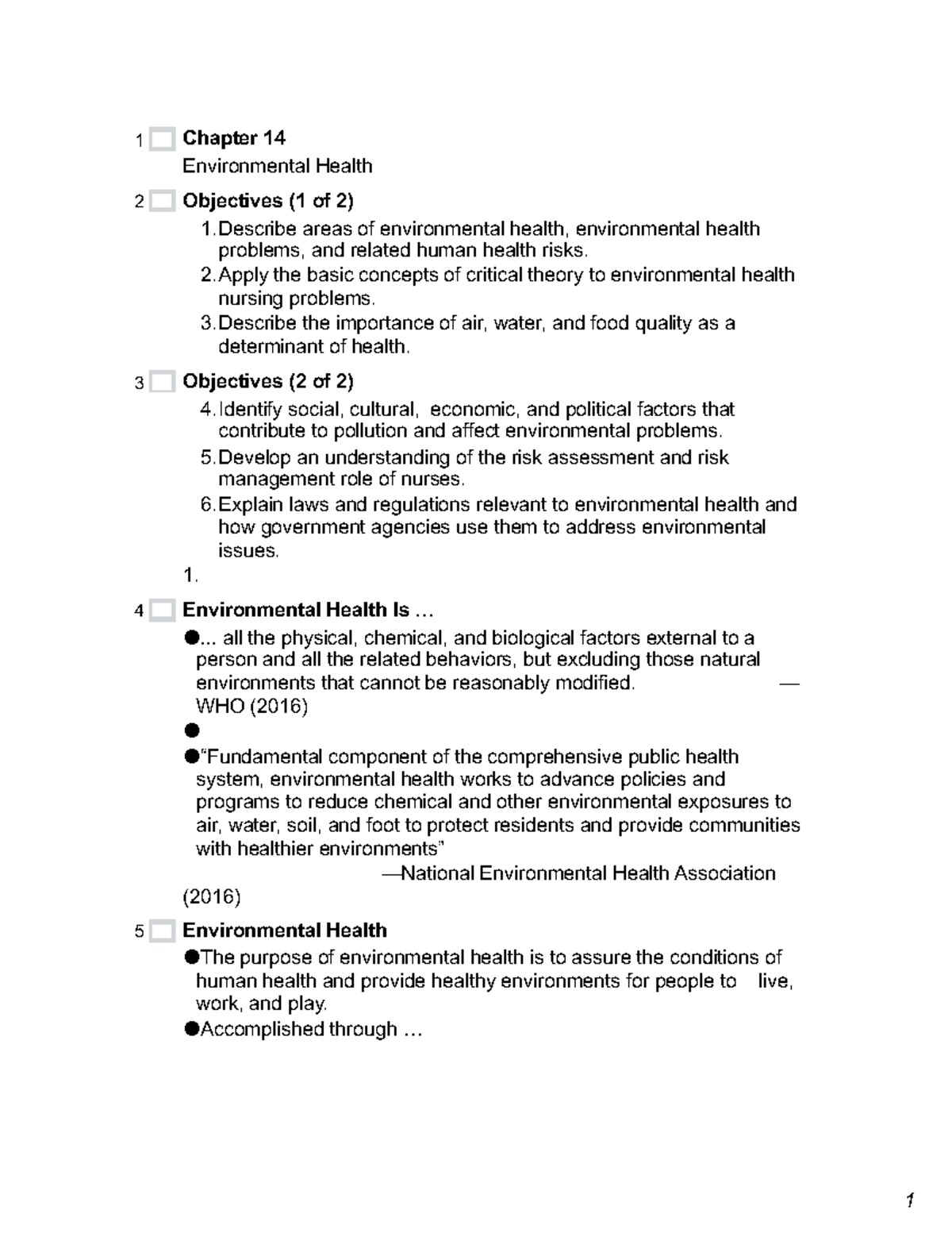Environmental health - Professor Asterilla - 1 Chapter 14 Environmental ...