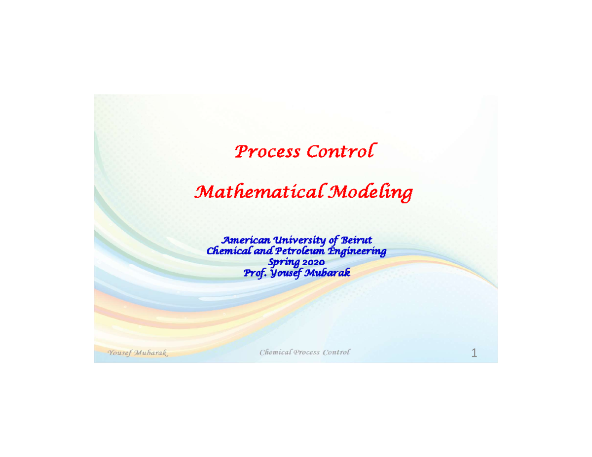Mathematical Modeling - Warning: TT: undefined function: 32 Process Control Mathematical ...