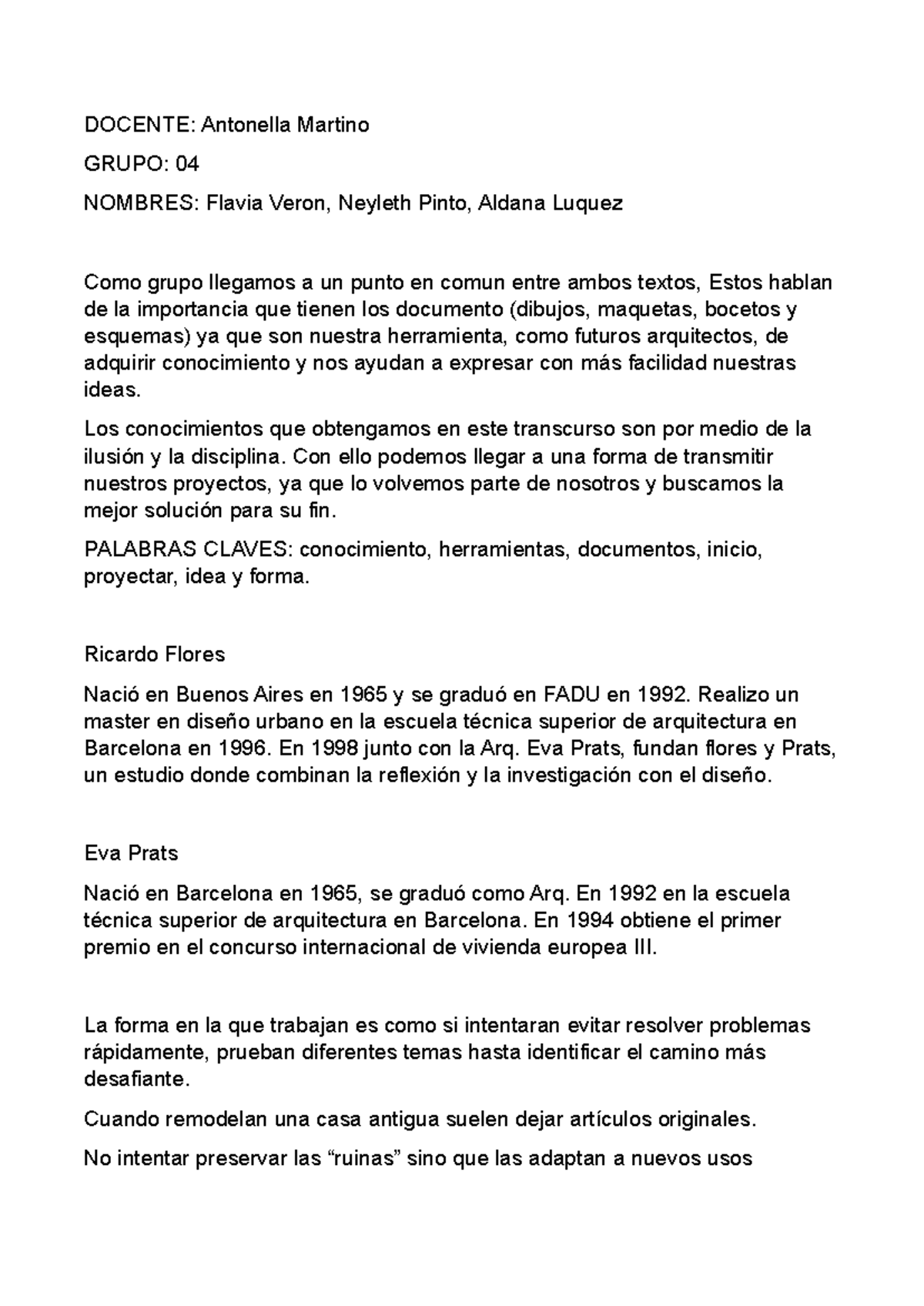 IAC - tp0 - DOCENTE: Antonella Martino GRUPO: 04 NOMBRES: Flavia Veron ...