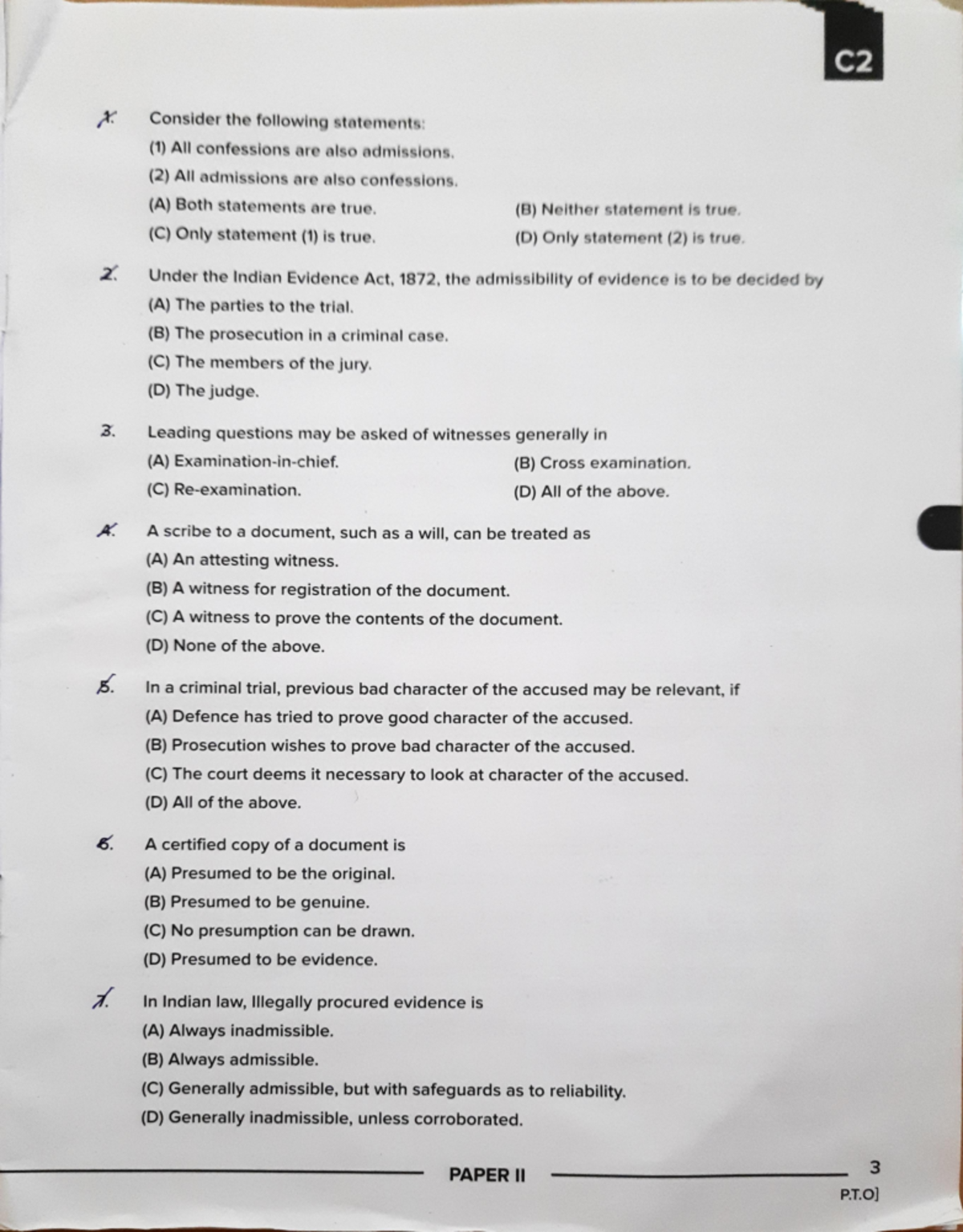 Assistant Public Prosecutor Exams question paper English. - All INDIA ...