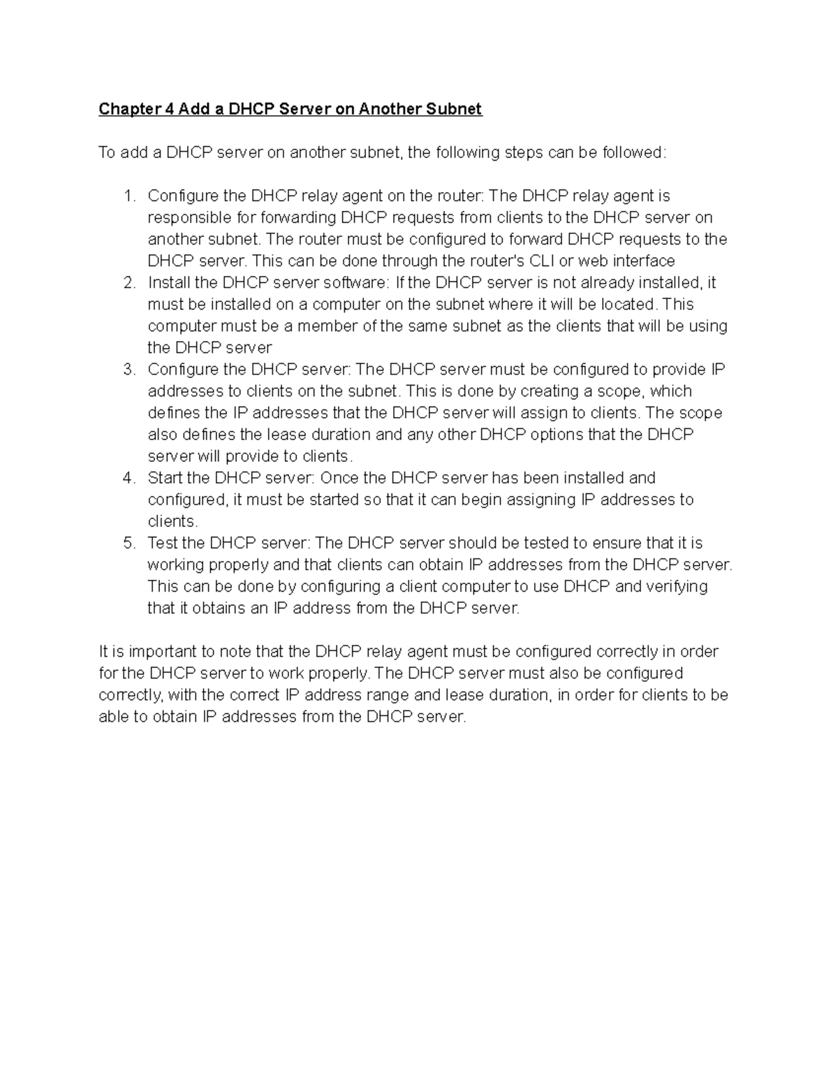 Chapter 4 Add A Dhcp Server On Another Subnet The Router Must Be Configured To Forward Dhcp 3987