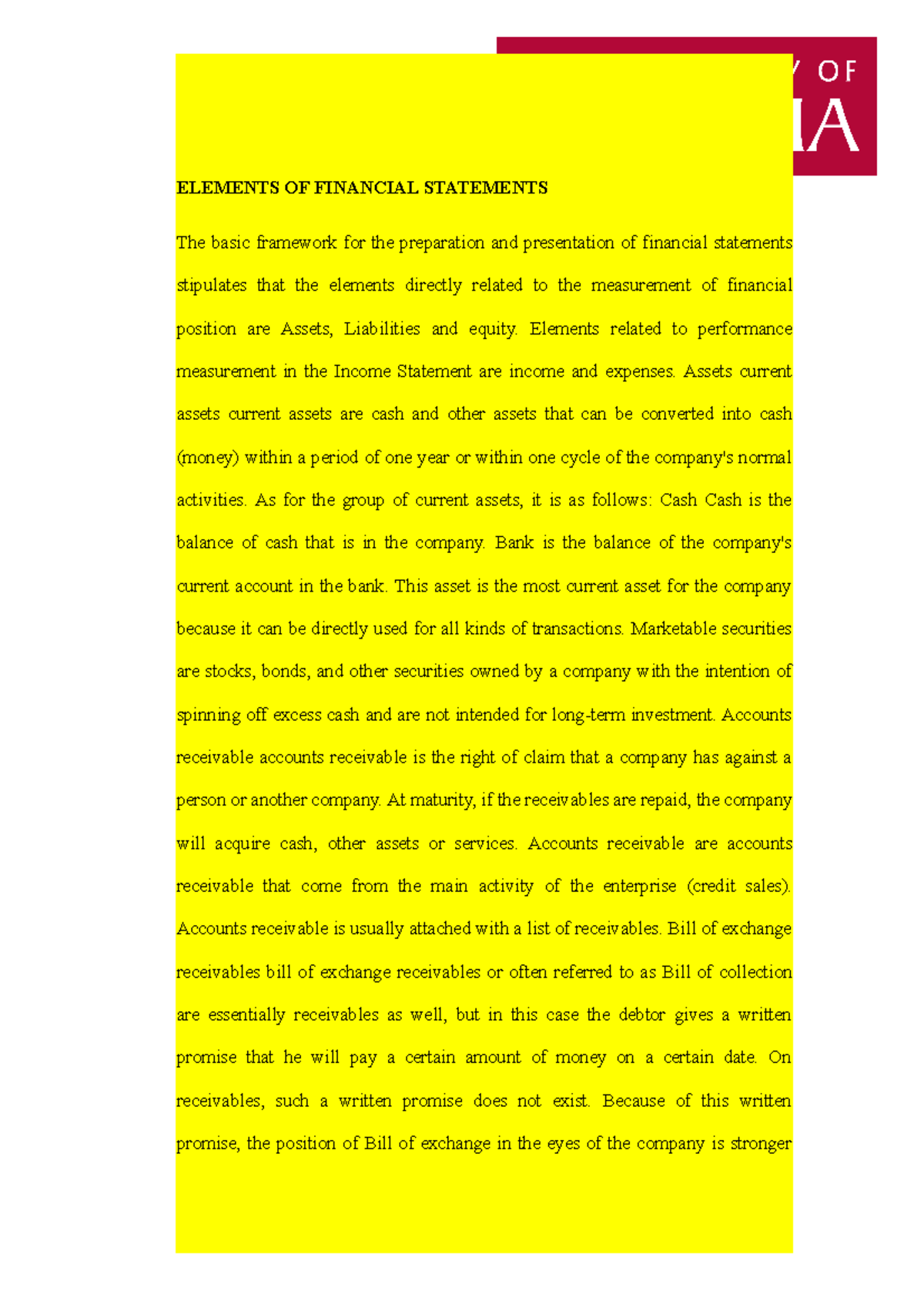 Study Documents Accounting - Elements OF Financial StatementsStudy ...