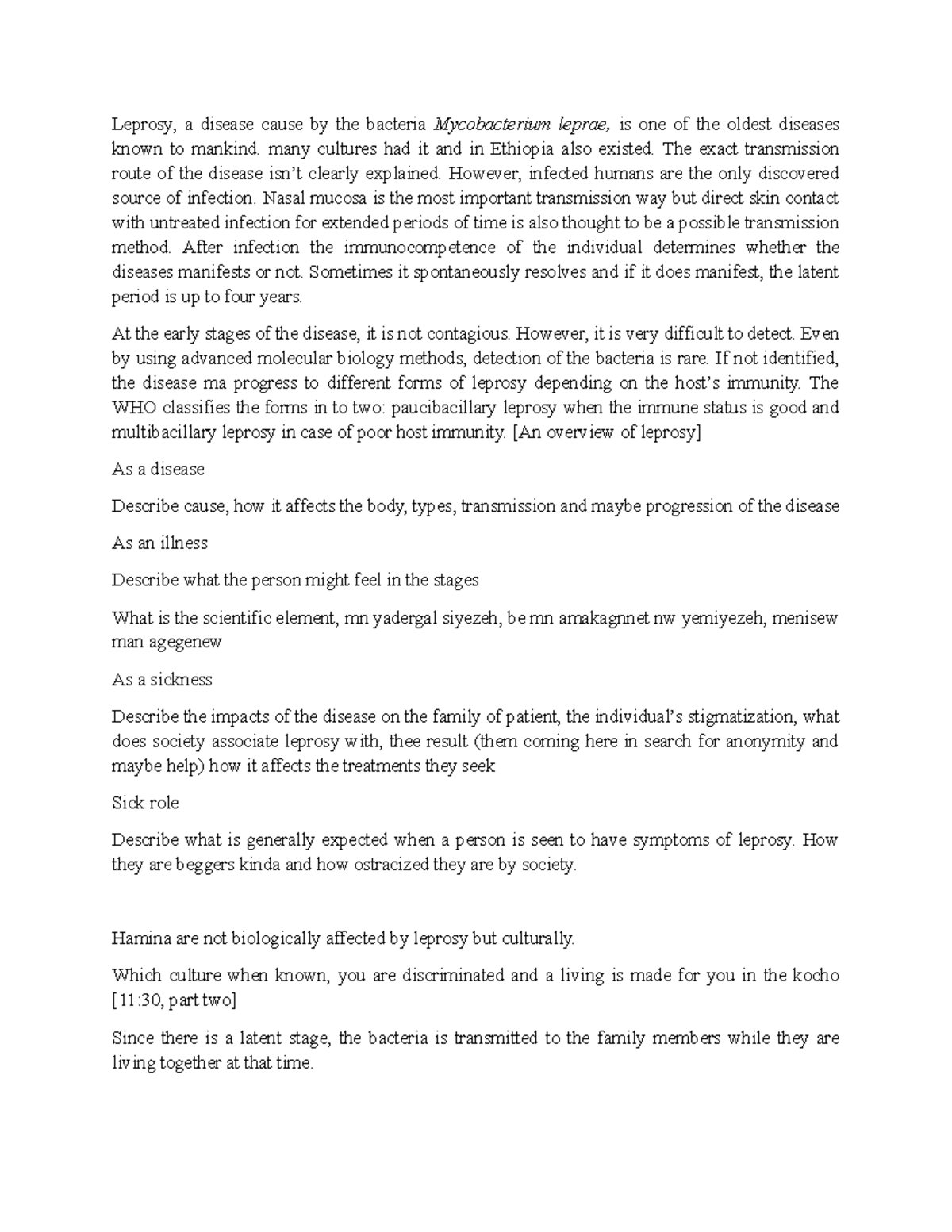 Leprosy - sdfasd - Leprosy, a disease cause by the bacteria ...