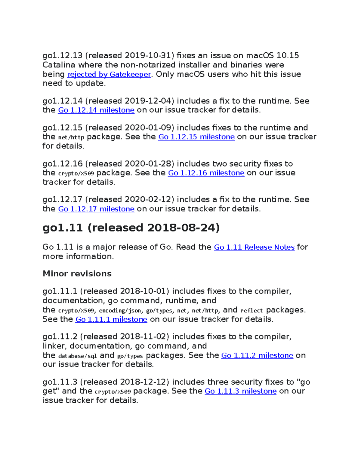 Go1 - Computer technology essays - go1.12 (released 2019-10-31) fixes ...