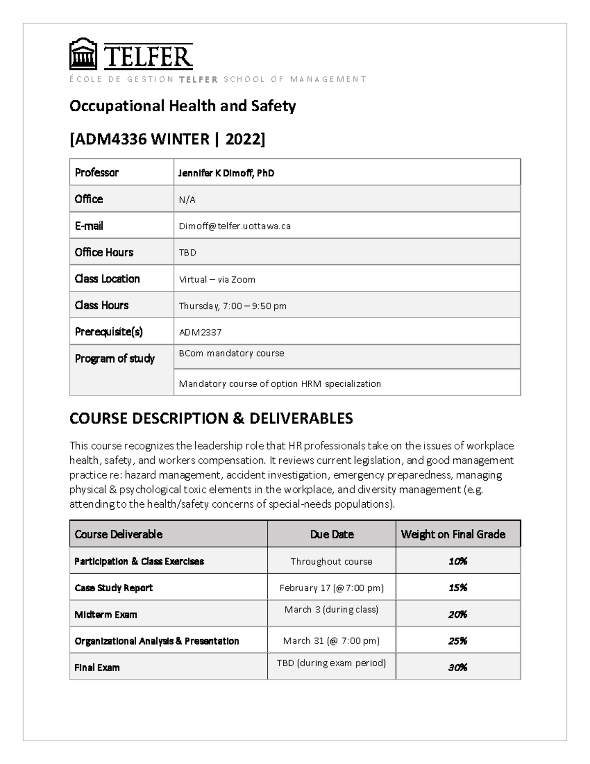 ADM4336 - OHS - Course Outline - Winter 2022 - É C O L E D E G E S T I ...