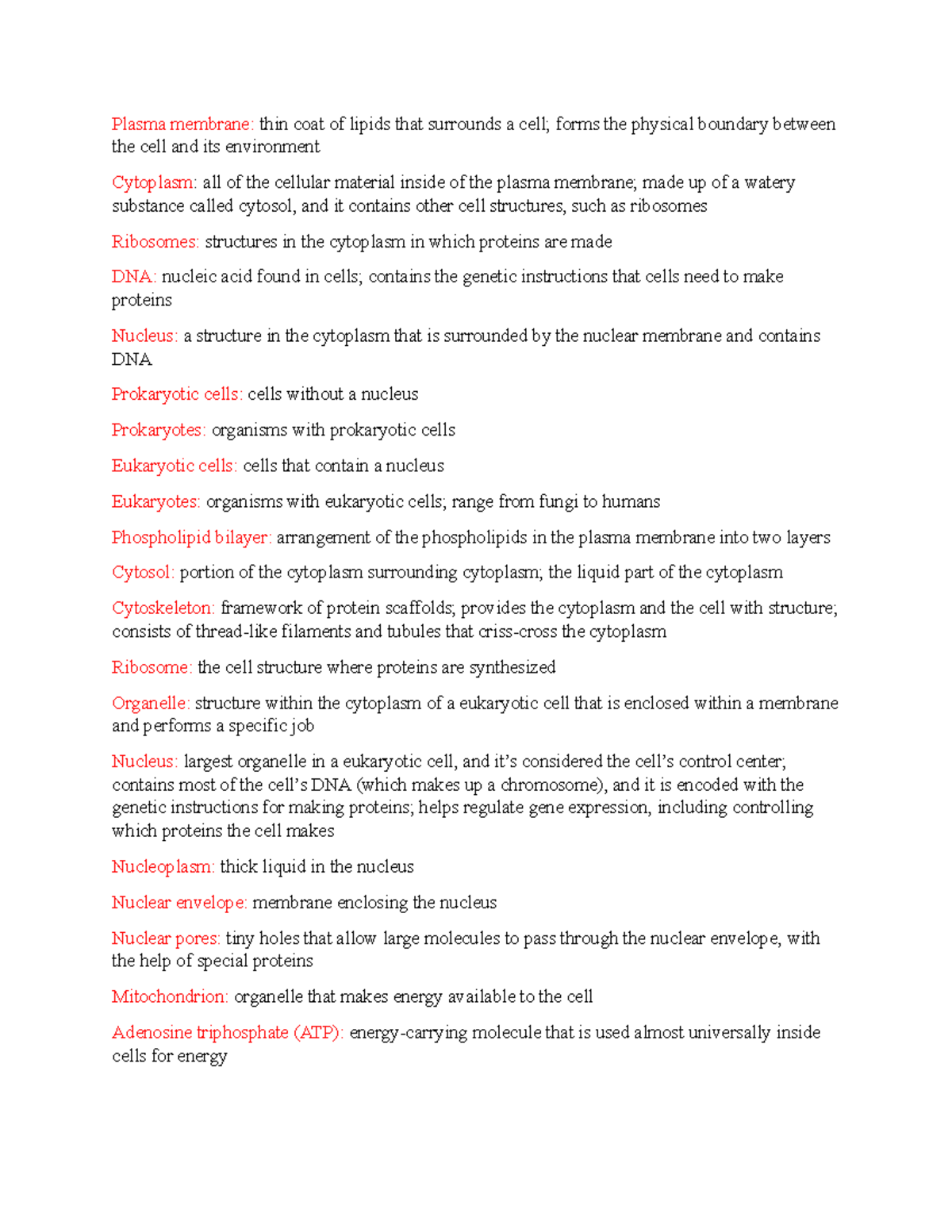 Chapter 4 Vocab - Plasma membrane: thin coat of lipids that surrounds a ...
