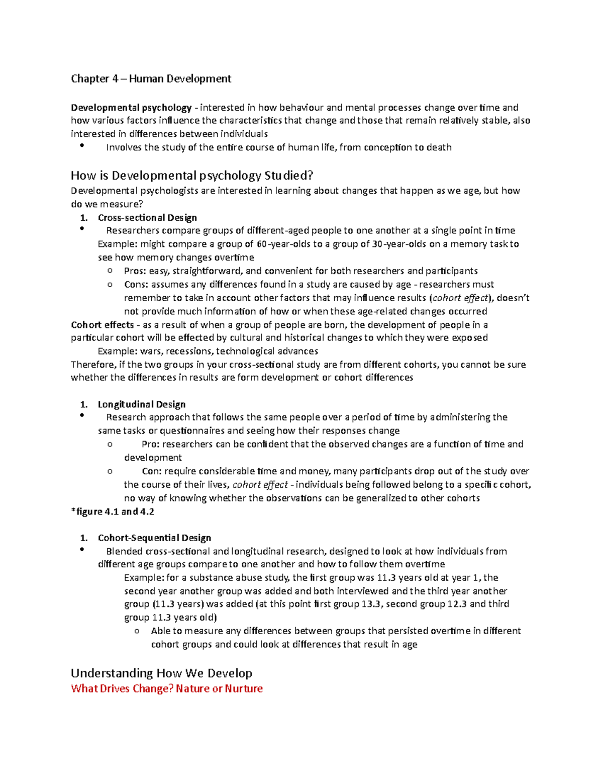 Chapter 4 psych - Lecture notes Human Development - Chapter 4 – Human ...