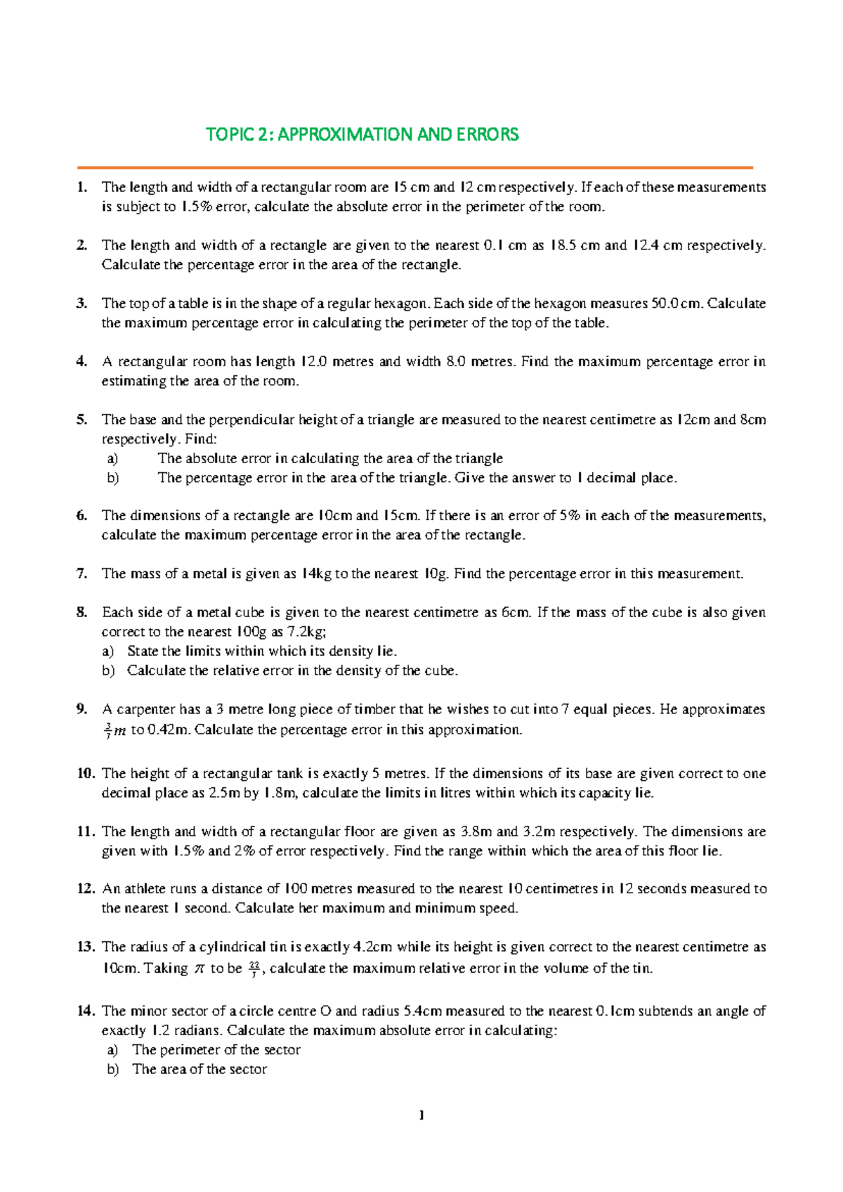 2 Approximation And Errors 1 Topic 2 Approximation And Errors The