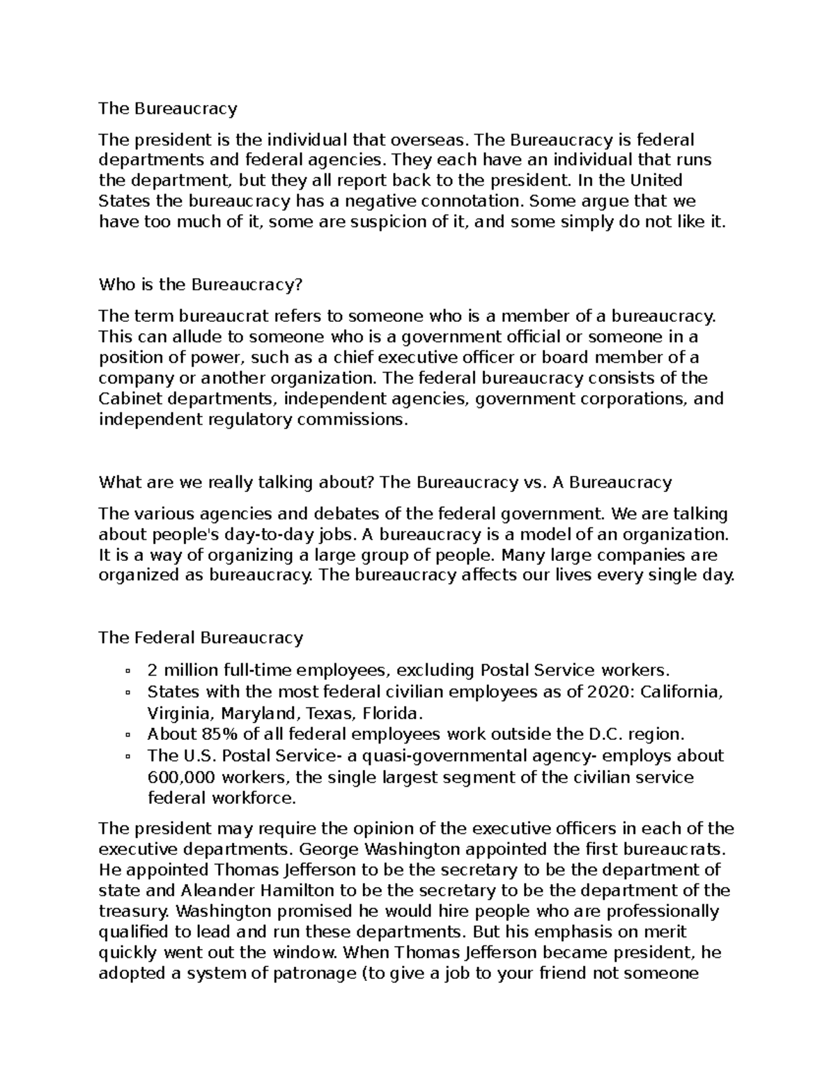 The Bureaucracy - Notes- The title Explains it all. Introduction to ...
