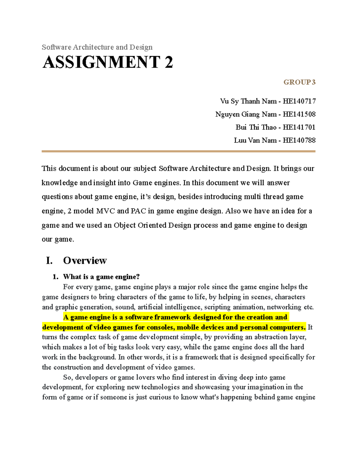 Software Architecture and Design Assignment 2 - Software Architecture ...