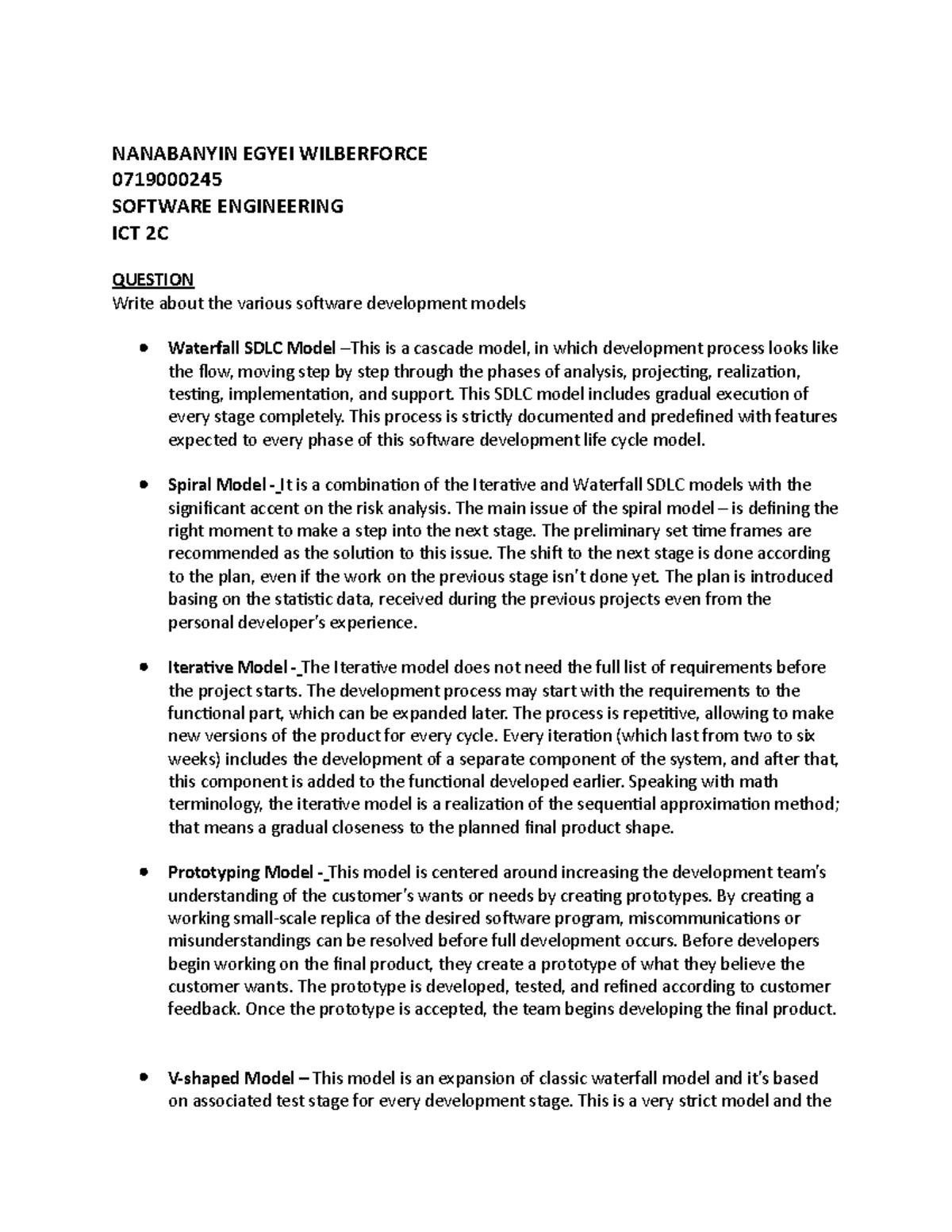 Software ENG. Assignment - NANABANYIN EGYEI WILBERFORCE 0719000245 ...