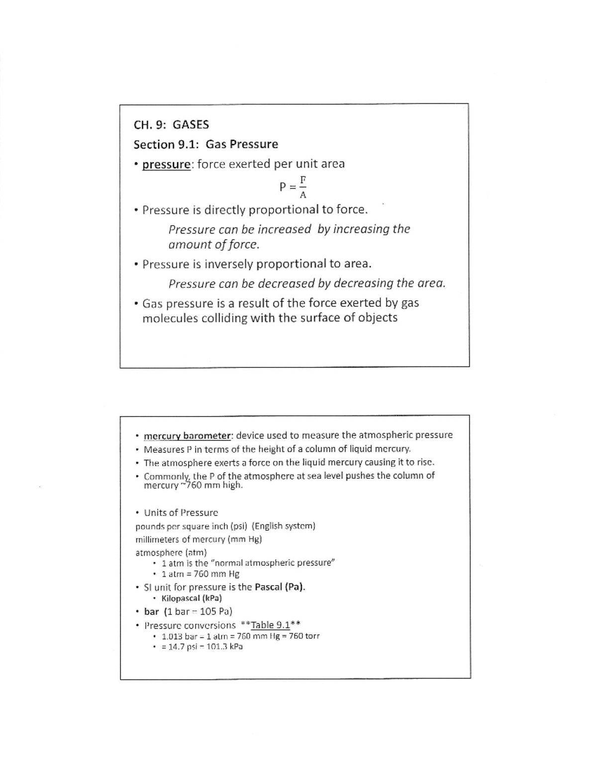 Ch. 9 Note Packet - This might help. - CH. 9: GASES Section 9: Gas ...