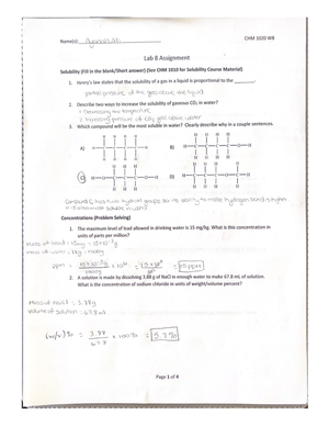 CHM 1020 W10 - lab - CHM 1020 - Studocu