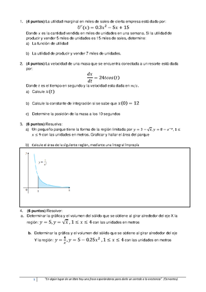 Practica-Aplicacion Integral definida I - Matemática 2 (UCV) - PROBLEMAS DE APLICACION INTEGRAL ...
