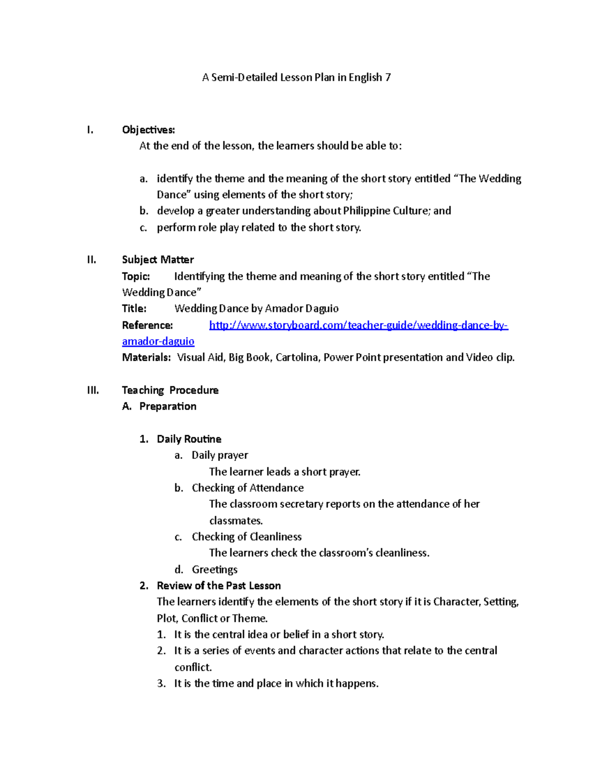 407580513-Wedding-dance - A Semi-Detailed Lesson Plan in English 7 I ...