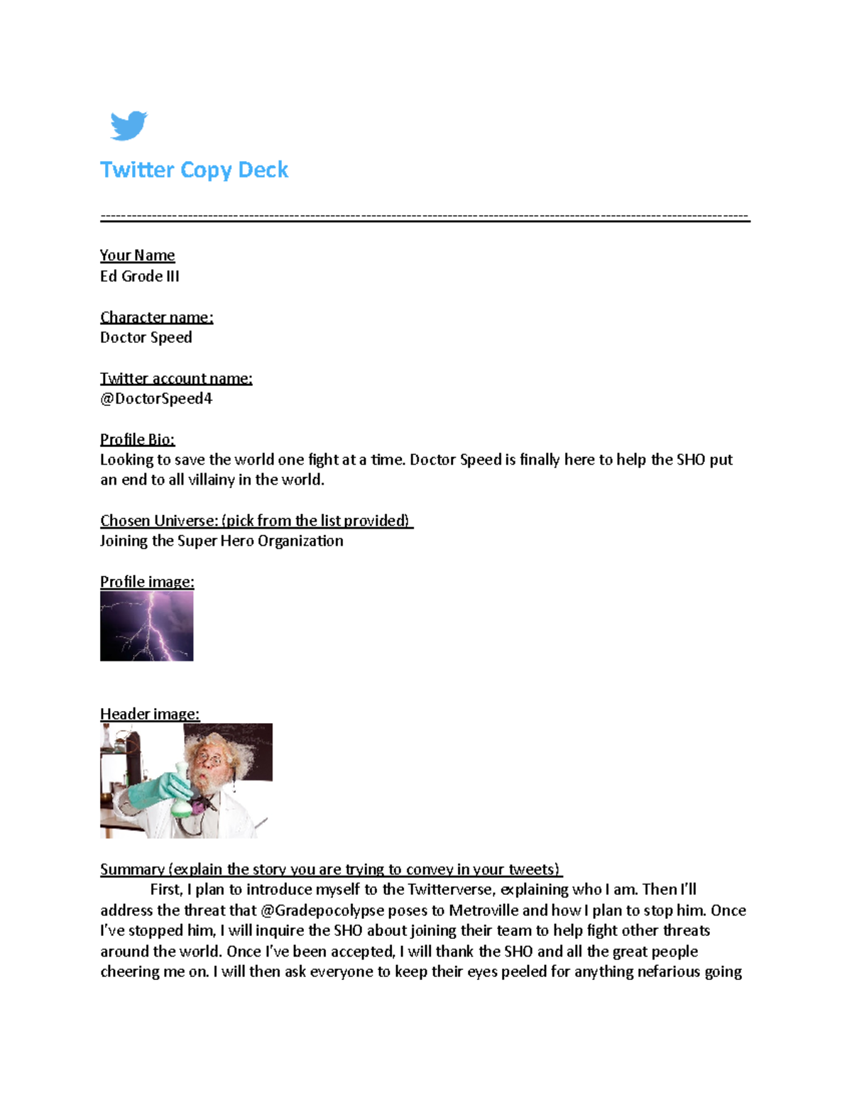 SHO-Twitter - copy deck and summary - Twitter Copy Deck - Your Name Ed ...