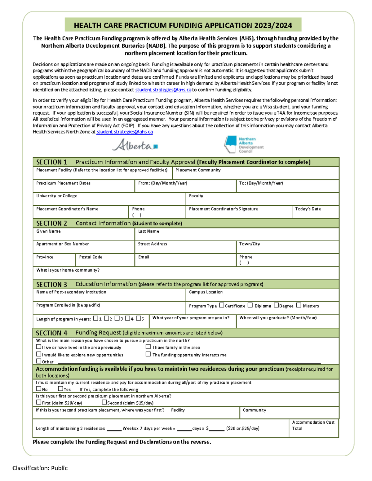 Jet nadbp health care practicum application form - Classification ...