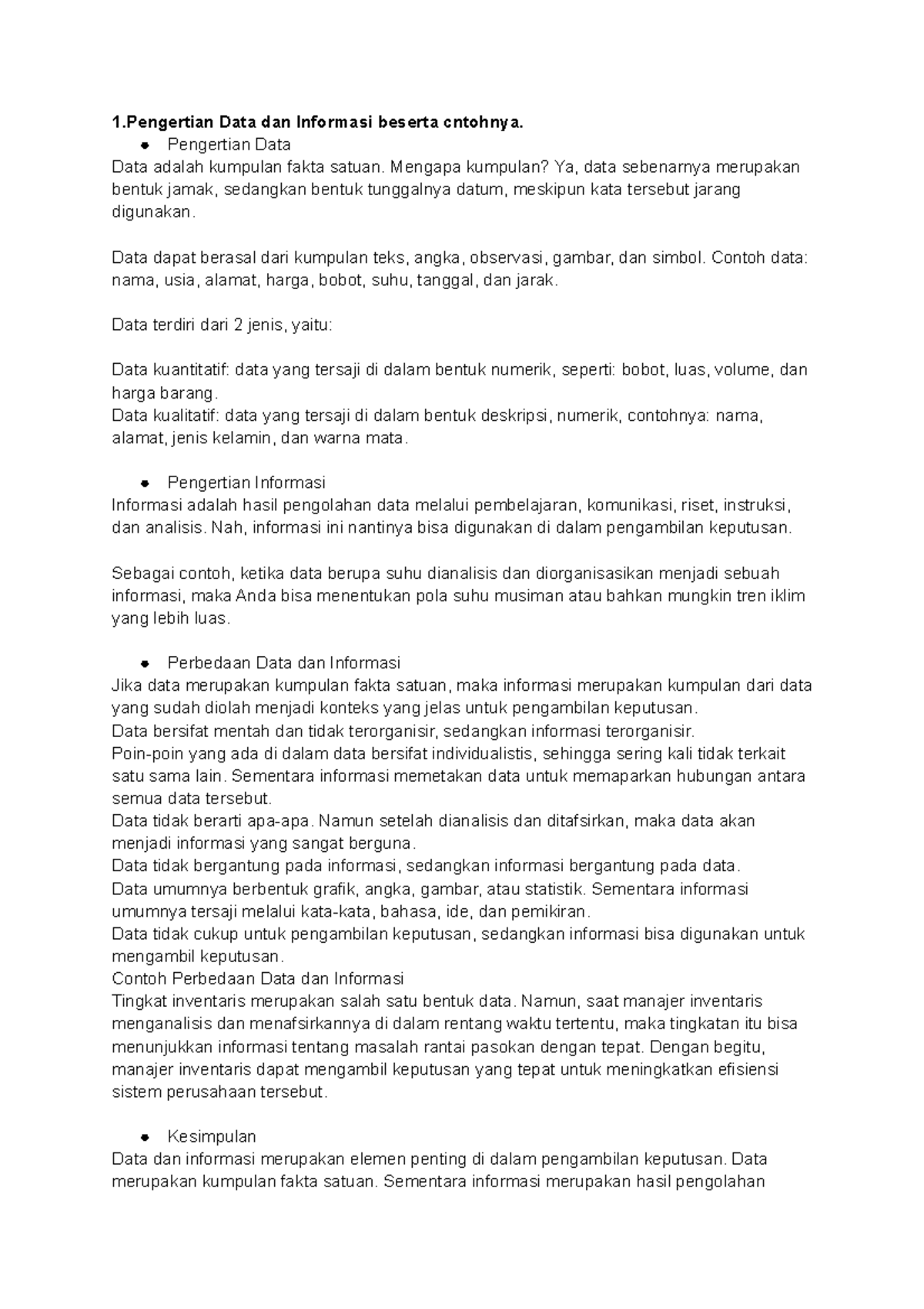 Tugas Database - Mrmbuat contoh databse - 1 Data dan Informasi beserta ...