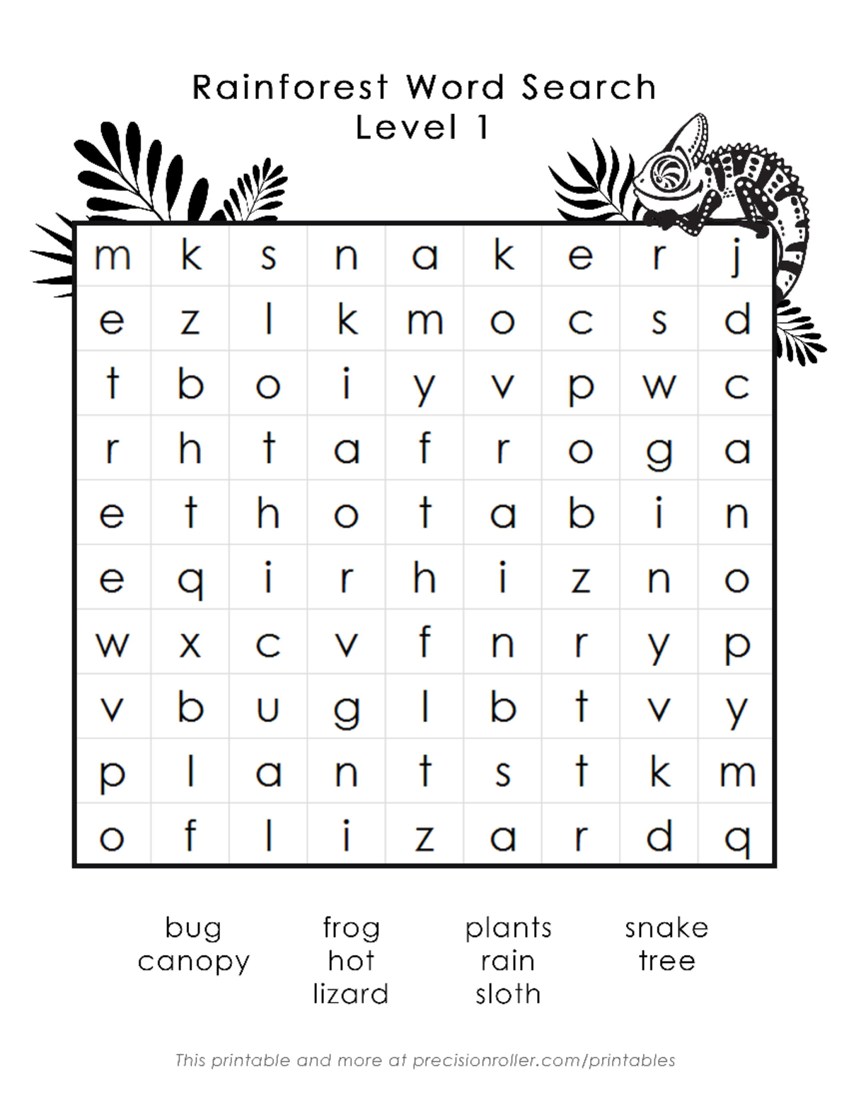 Rainforest word search free printable level 1 - Inglés - Studocu