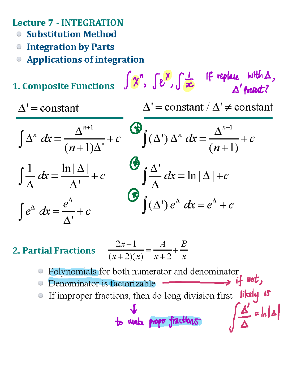 MT105A L7 2022 L02A - extra notes - Lecture 7 - INTEGRATION ...