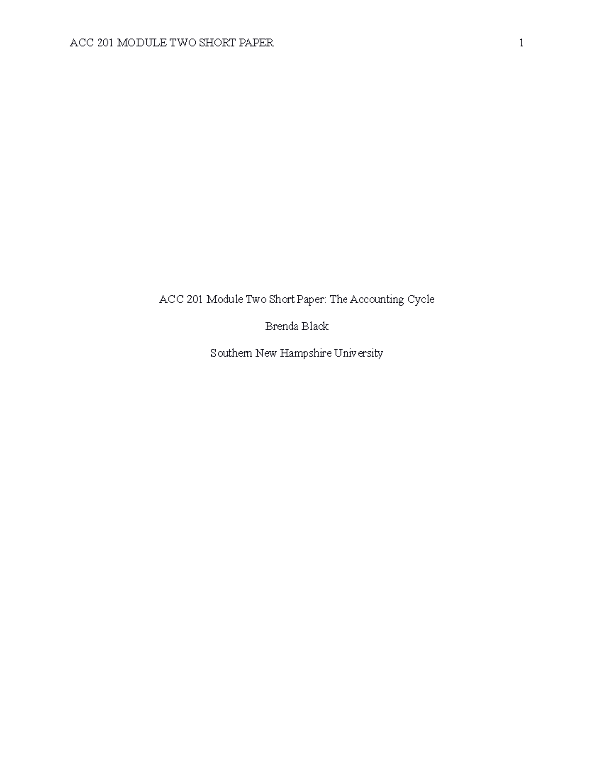 ACC 201 Module Two Short Paper Template - ACC 201 Module Two Short ...
