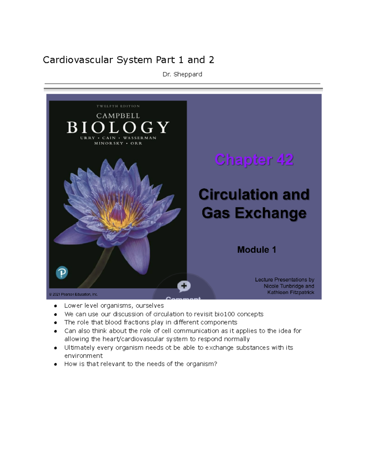 Cardiovascular System Ch42 Biol102 - Cardiovascular System Part 1 and 2 ...