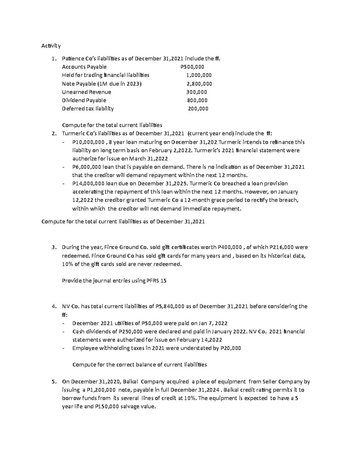 Liabilities Quiz - Myself first time in a while I think I have a good ...