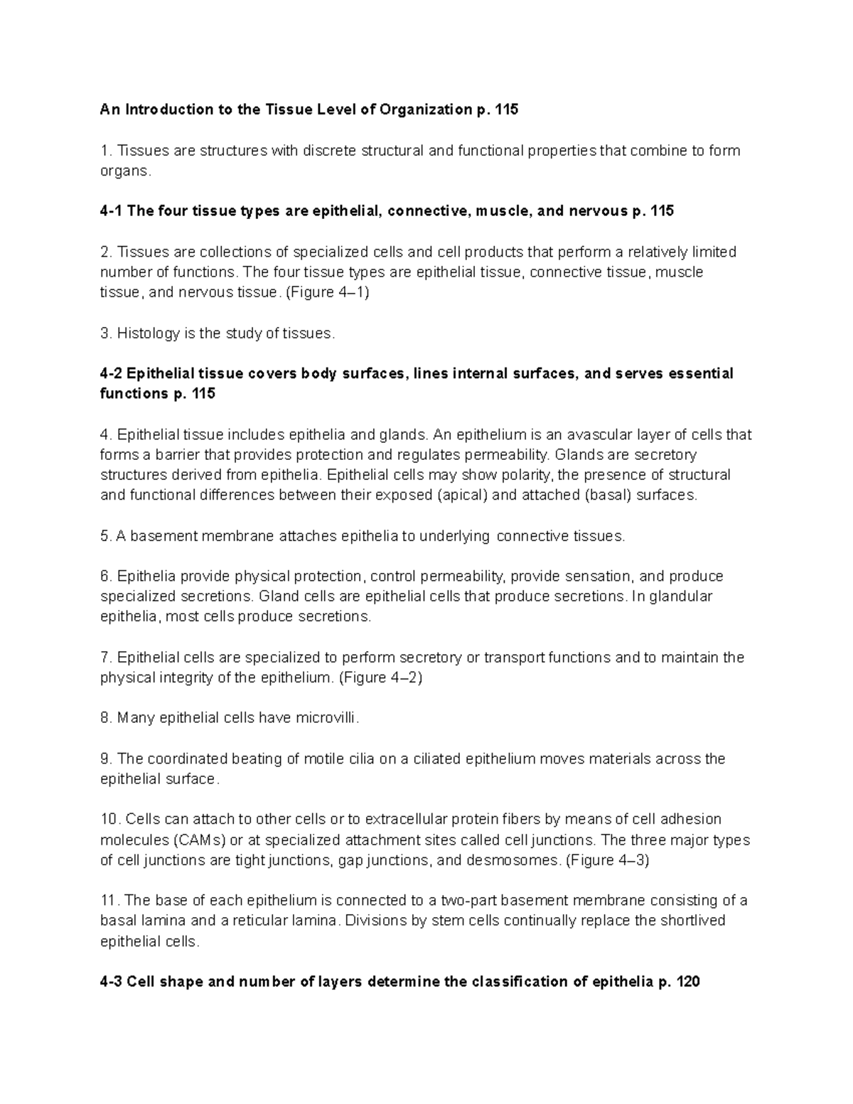 Review Chapter 4 - The Tissue Level of Organization - An Introduction ...