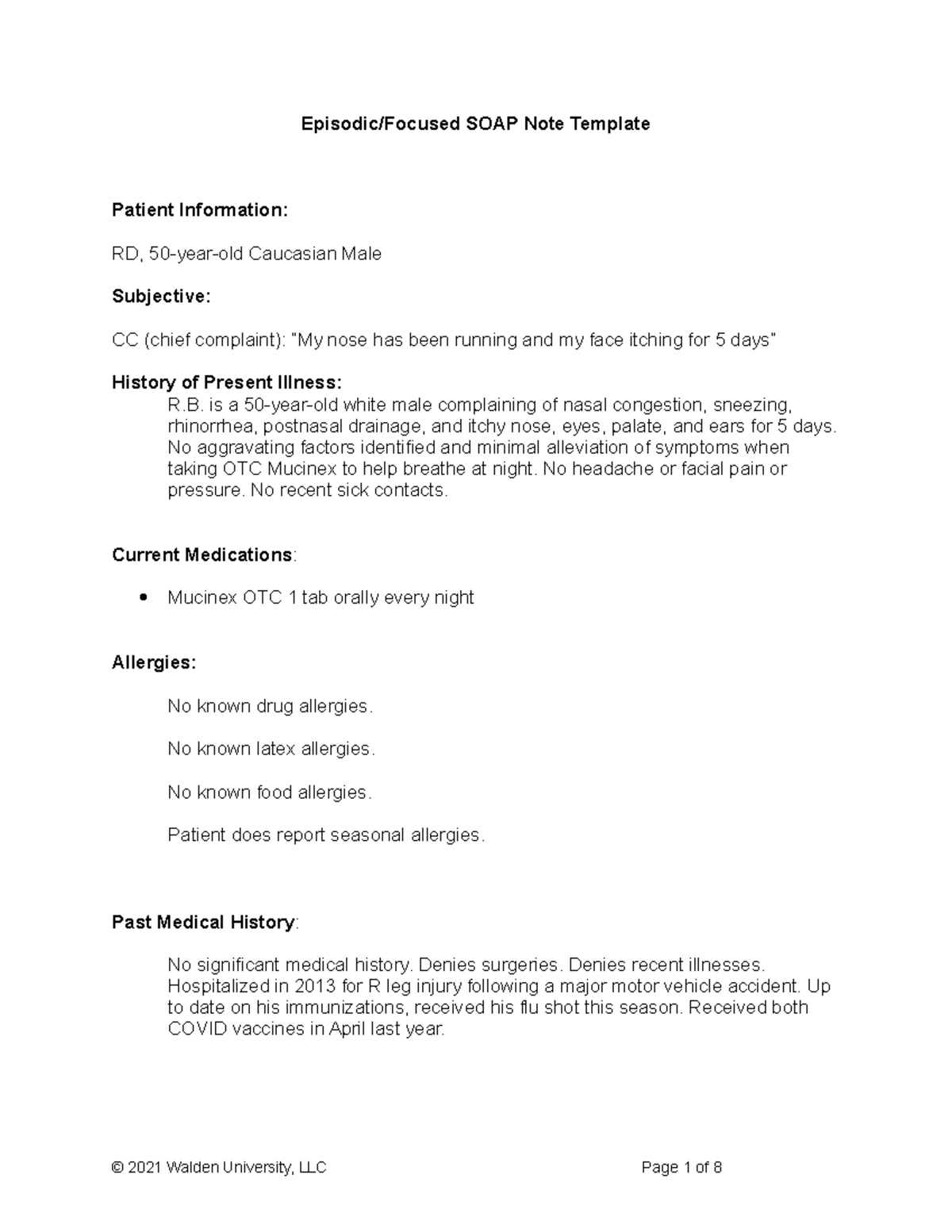 WK5Assgn 1.Dubois advanced Health Asses - Episodic/Focused SOAP Note ...