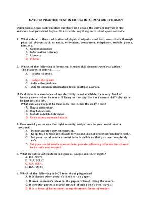 MEIL Informationsources Handout 5 - Subject: Media and Information ...