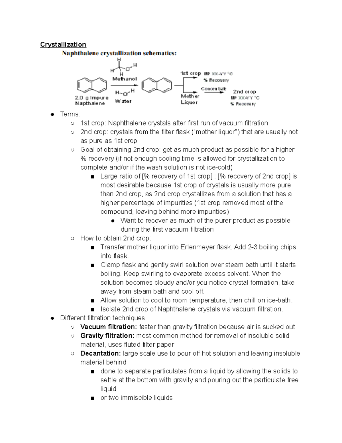 CHM 111 Crystallization Lab - Crystallization Terms: 1st crop ...