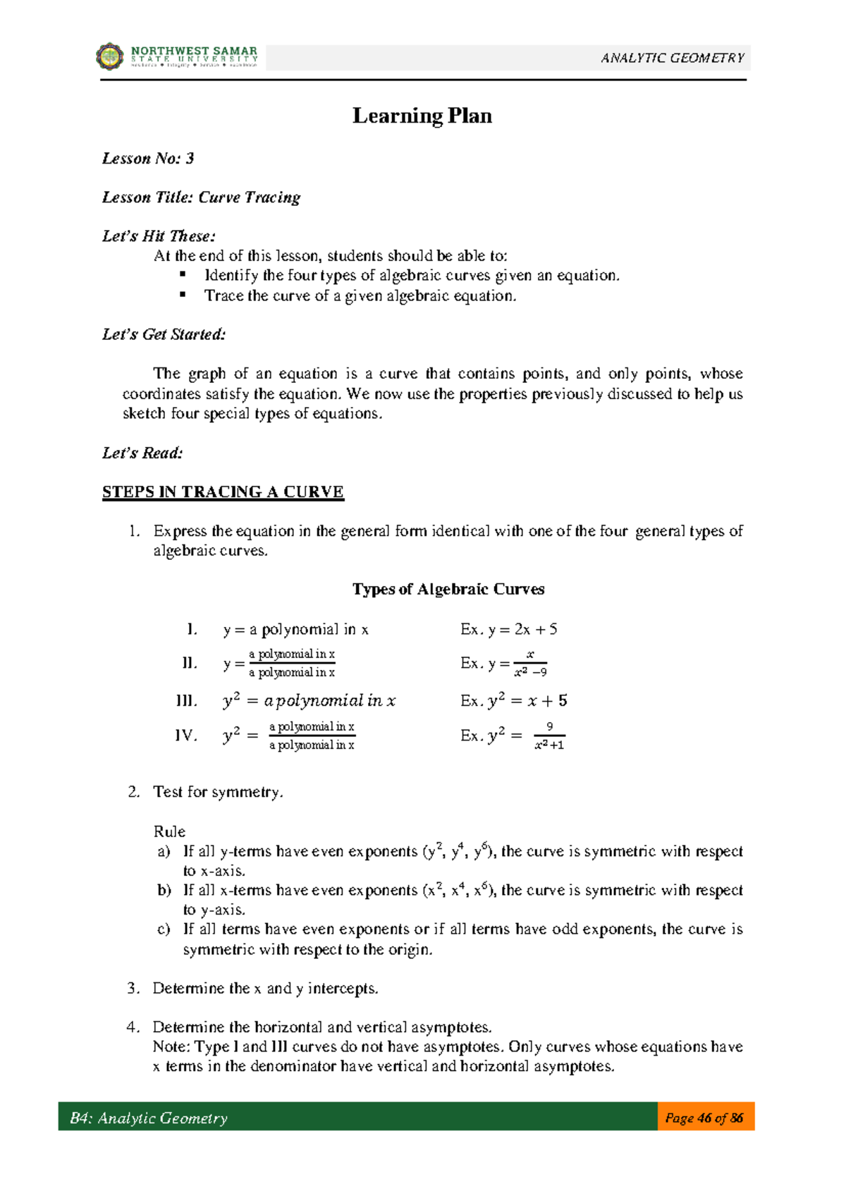 Module 2 - Lesson 3 - paper - Page 46 of 86 Learning Plan Lesson No: 3 ...