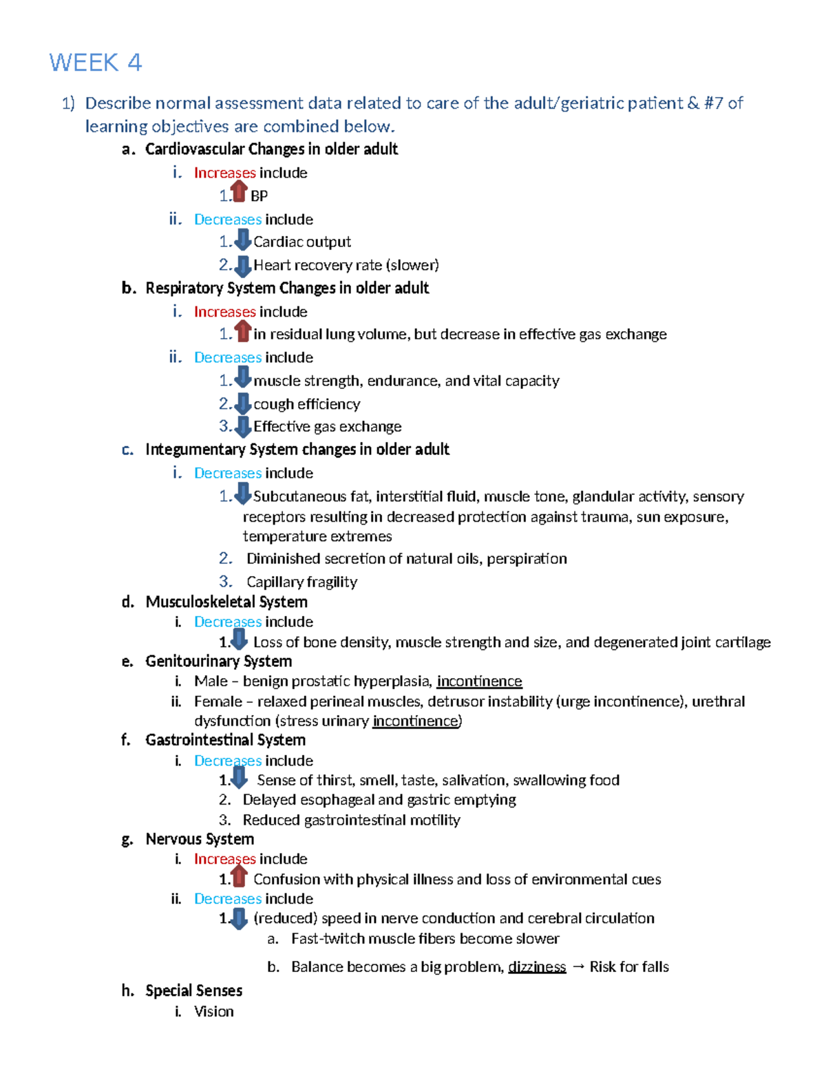 Exam 2 Study Guide - WEEK 4 1) Describe normal assessment data related ...