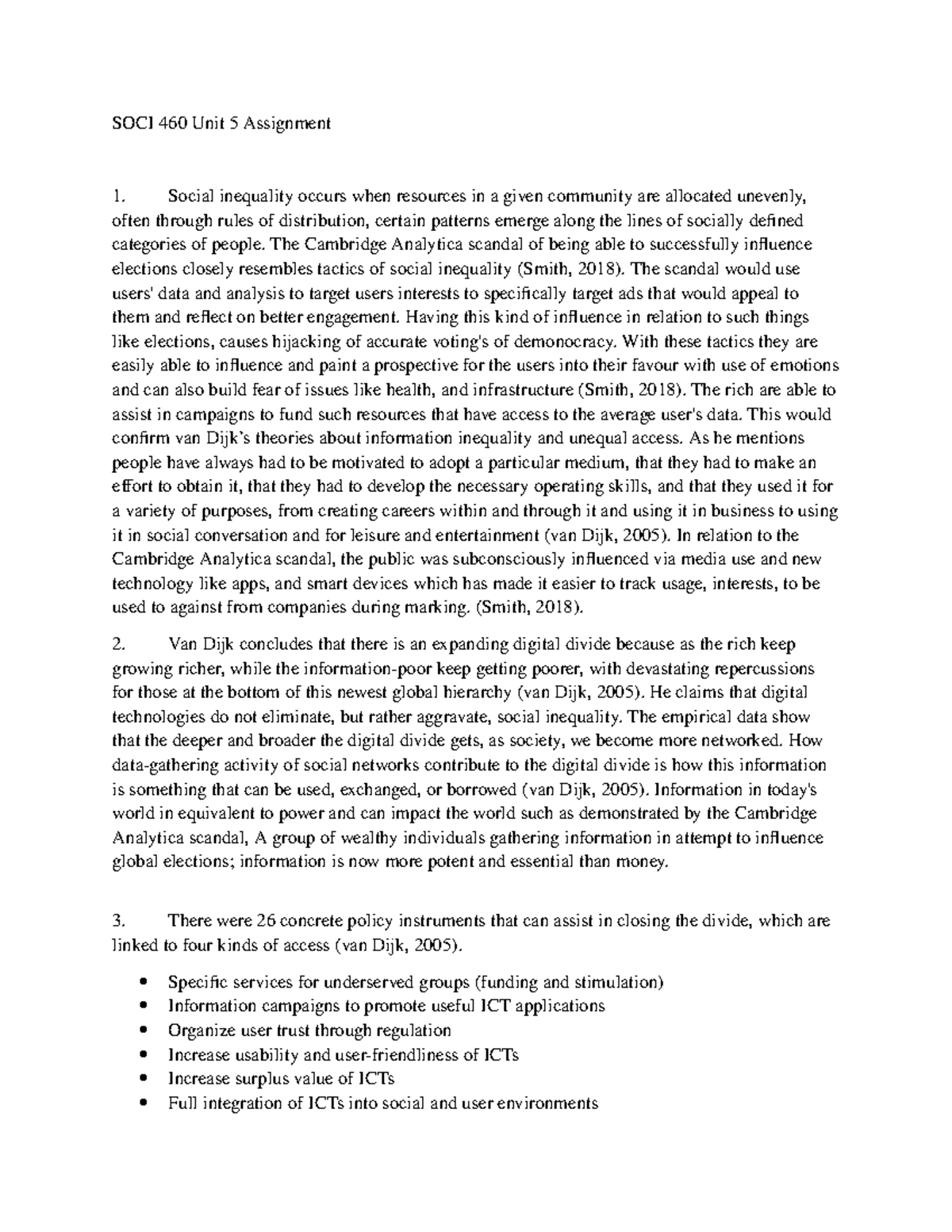 SOCI 460 unit 5 assignment - SOCI 460 Unit 5 Assignment Social ...