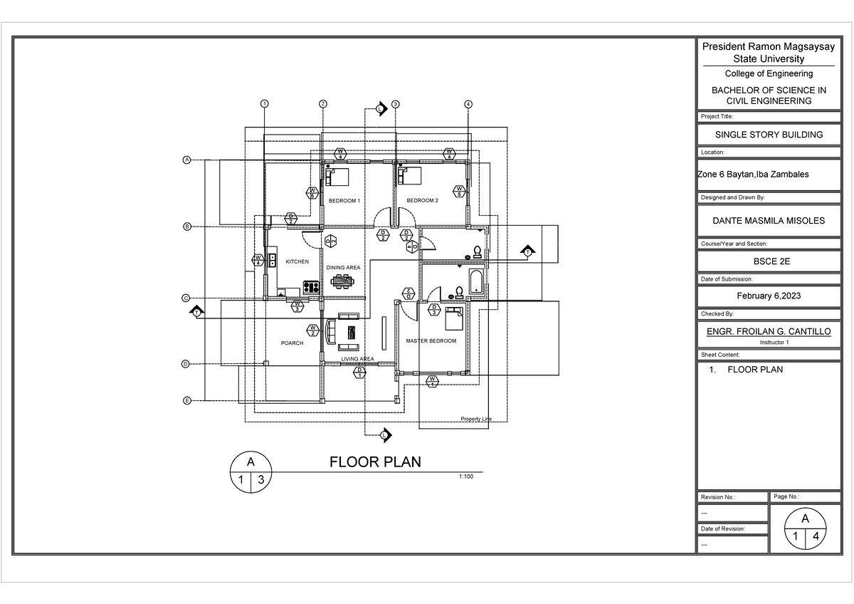 Dante misoles final project-A 2-4 - FLOOR PLAN 1: A 1 3 A 1 4 1. FLOOR ...