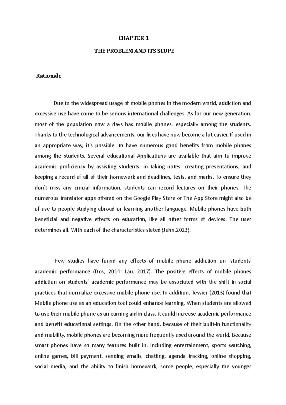 Chapter-1-edited - safwaawewarwarsadwa - CHAPTER 1 THE PROBLEM AND ITS SCOPE Rationale Due to ...