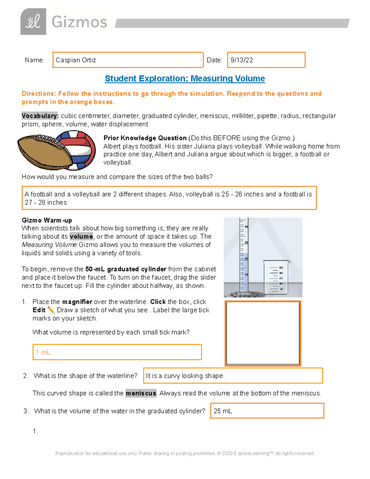 Caspian's Measuring Volume for BRivera - Name: Caspian Ortiz Date: 9/13 ...