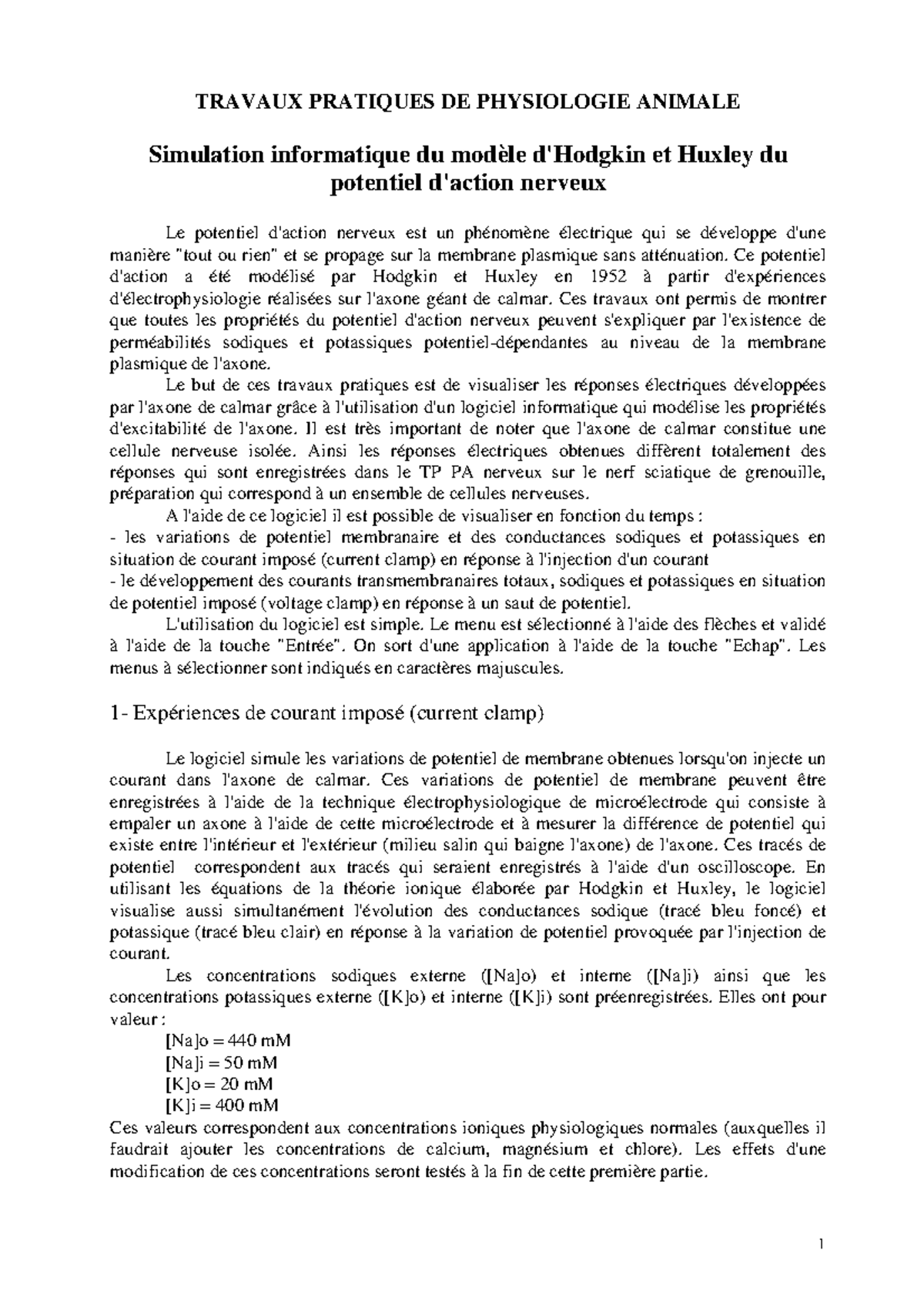 TP L2 enonce - Formulaire du travaux pratique détaillé de physiologie ...