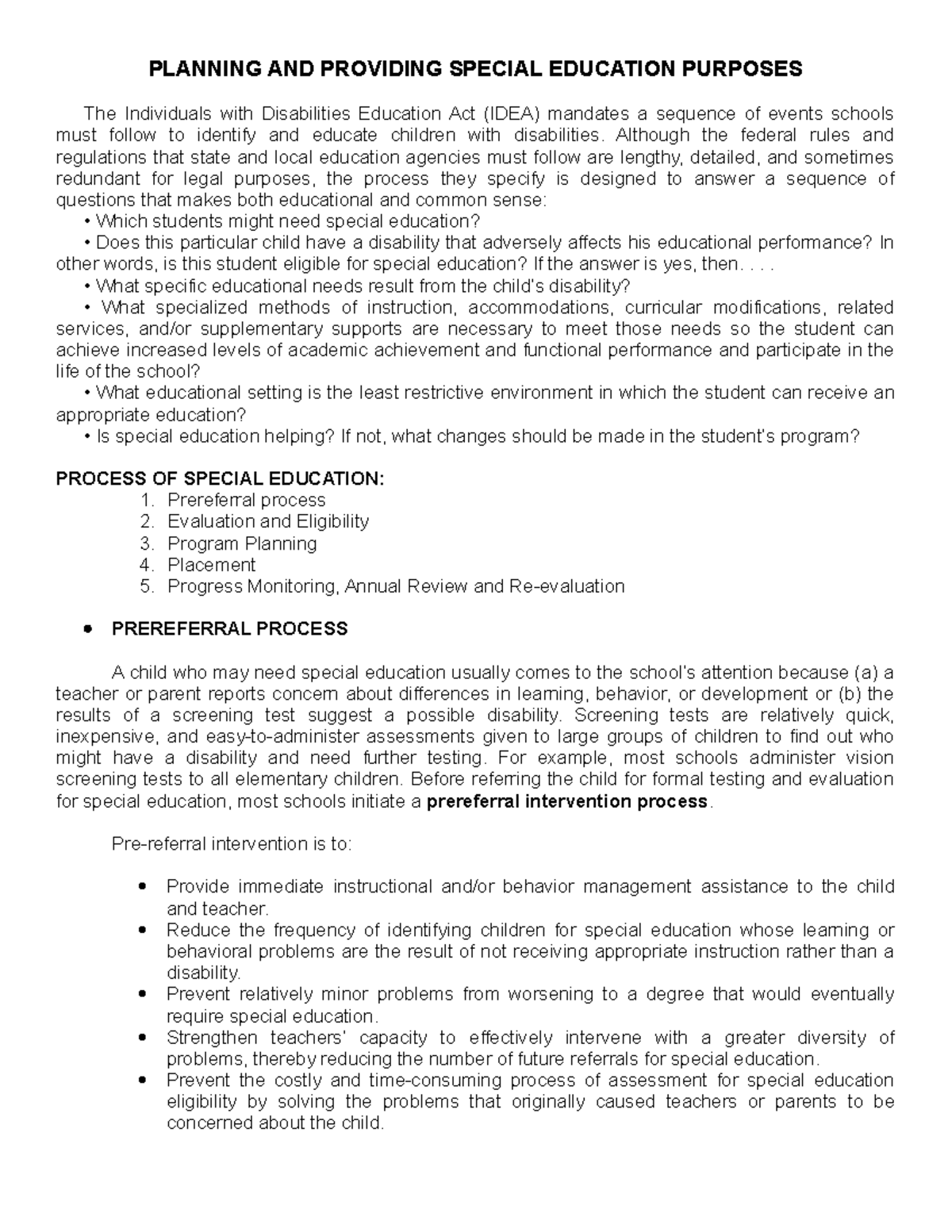 Lesson 5 SPED Process - Foundation of Special and Inclusive Education ...