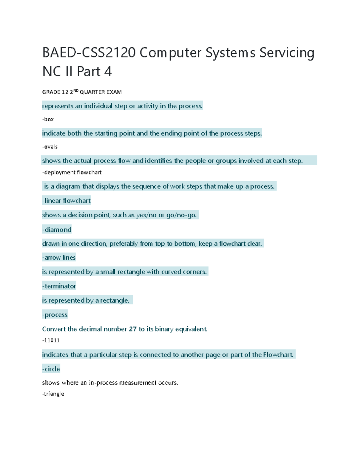 CSS- Grade-12-4th- Quarter (1) - BAED-CSS2120 Computer Systems Servicing NC II Part 4 GRADE 12 ...