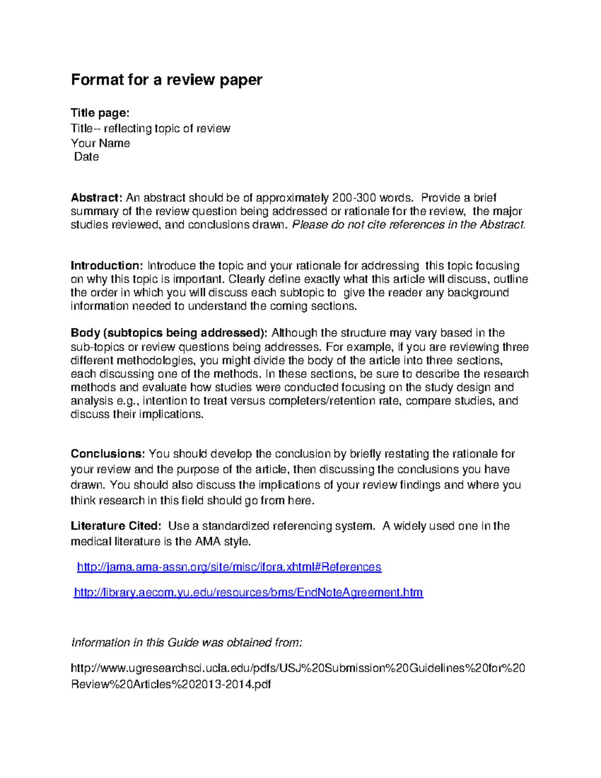 Format for a review paper (attach to F204) - Format for a review paper ...