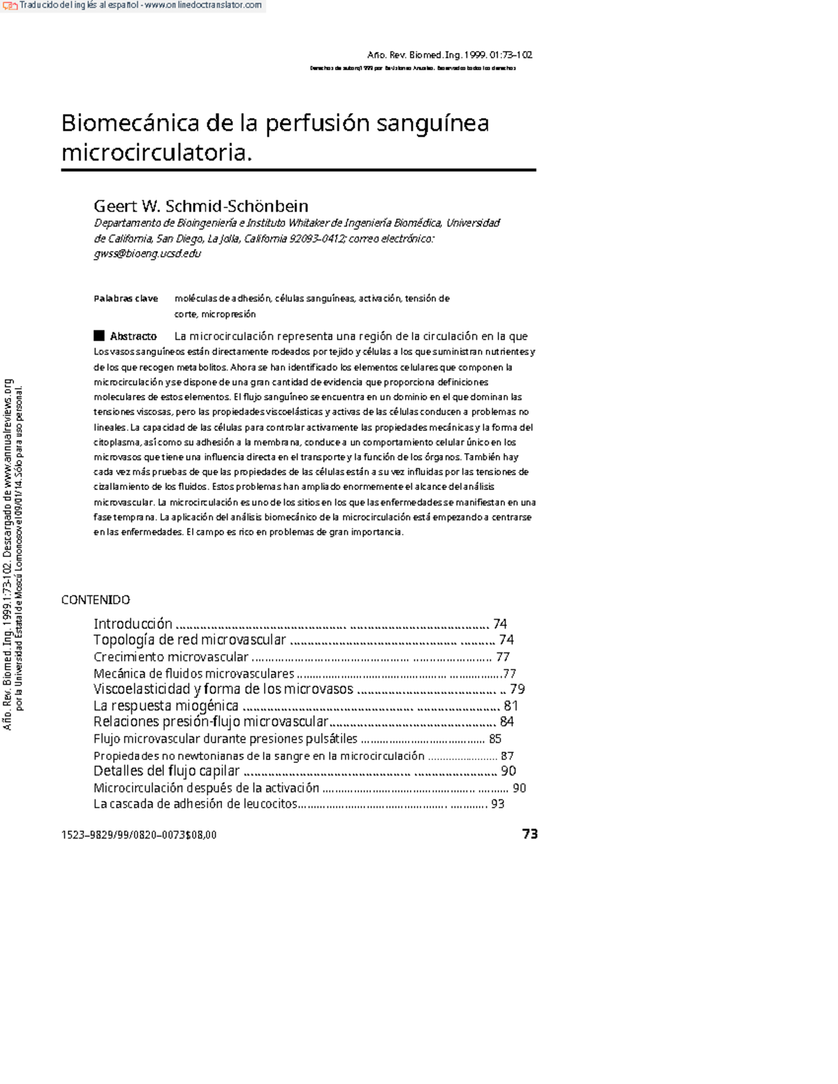 Biomechanics of Microcirculatory Blood Perfusion Español - Año. Rev ...