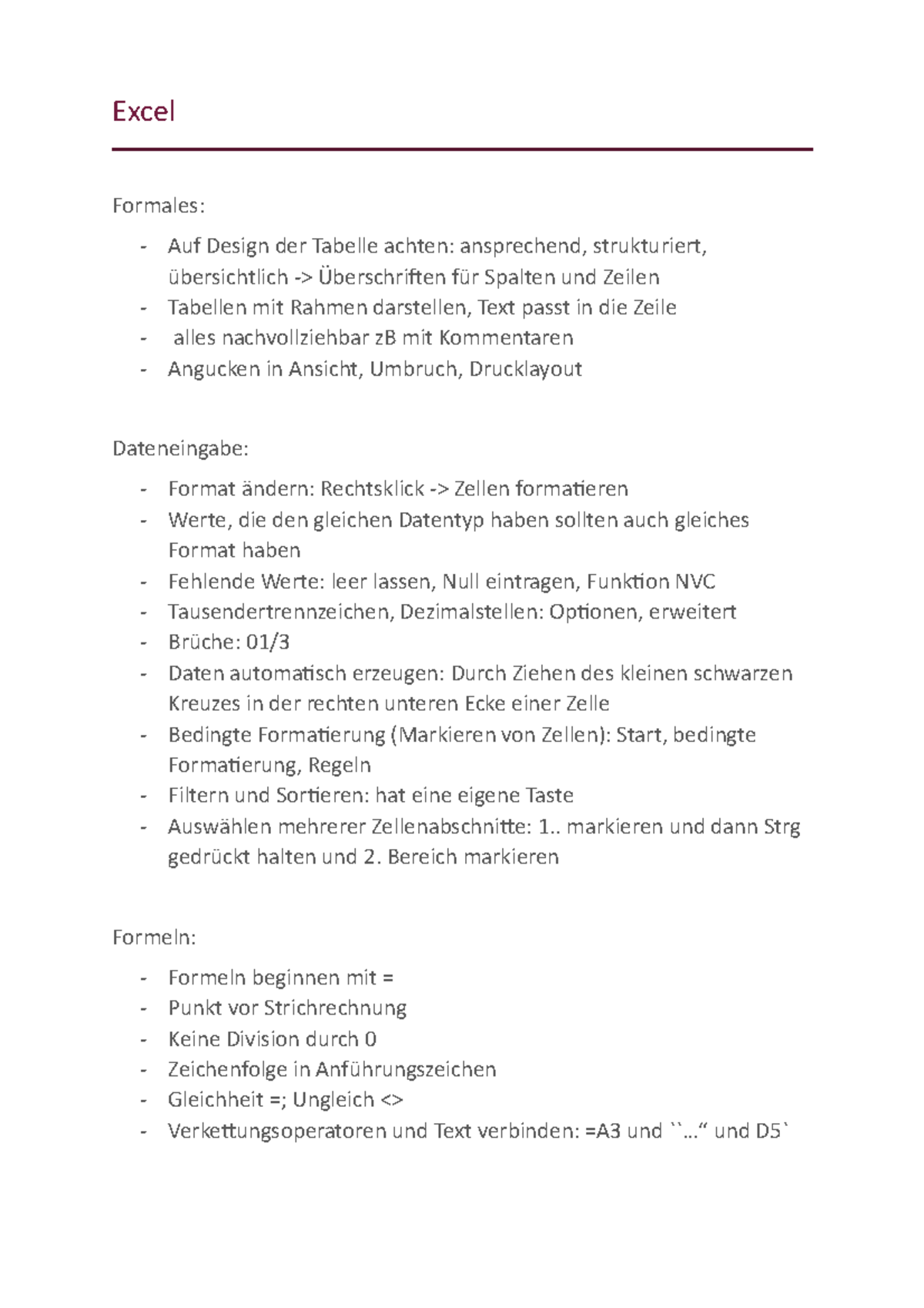 Excel Zsmfassung - Dieses Dokument ist eine Mitschrift zu dem Fach "Operations Research" - Excel ...