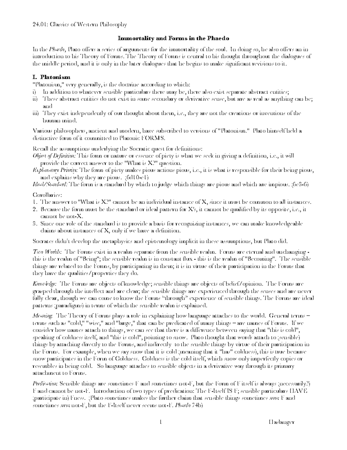 The Soul in Plato - 24: Classics of Western Philosophy Immortality and ...