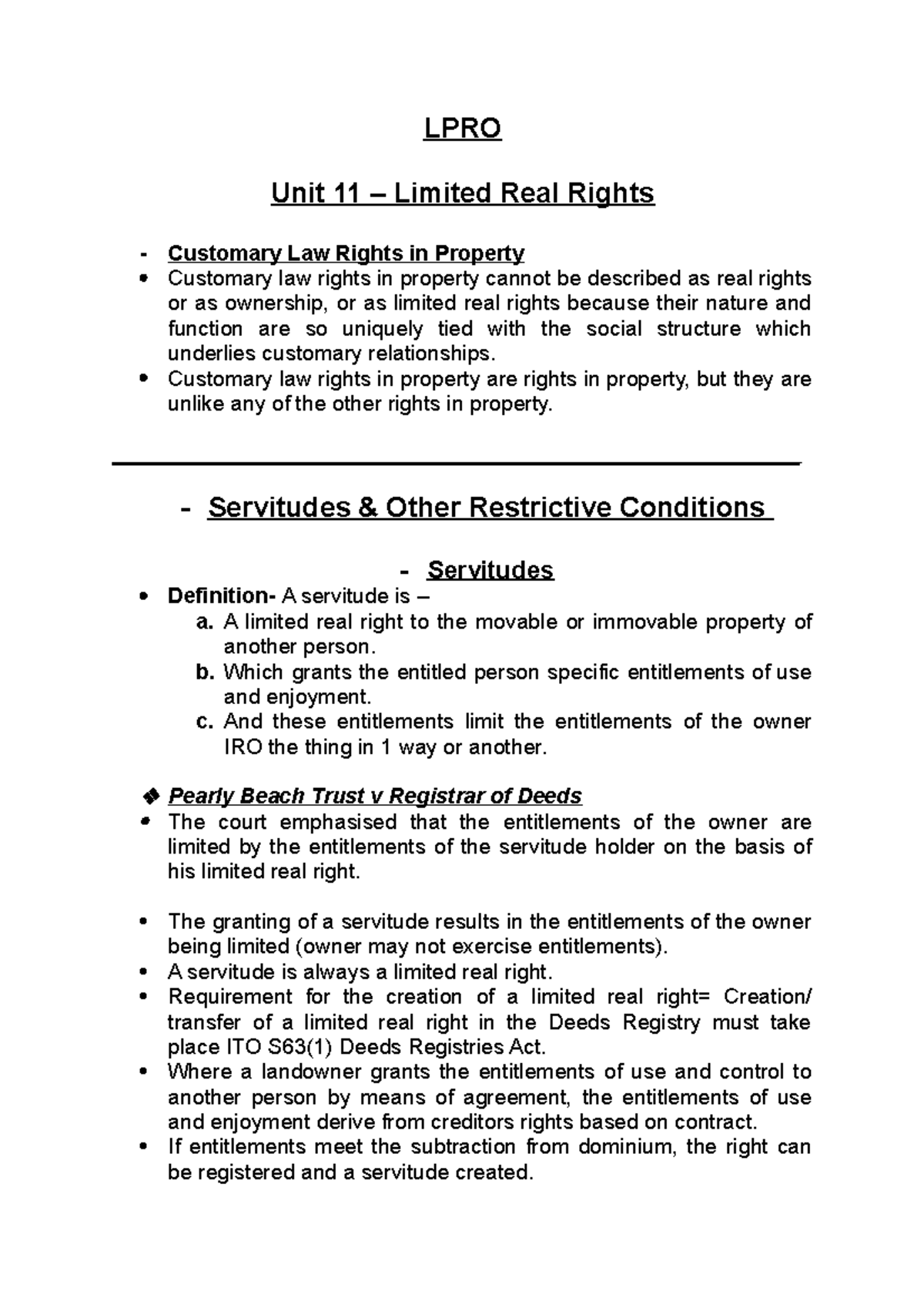 LPRO- Unit 11- Notes - Summary Law of Property - LPRO Unit 11 – Limited ...