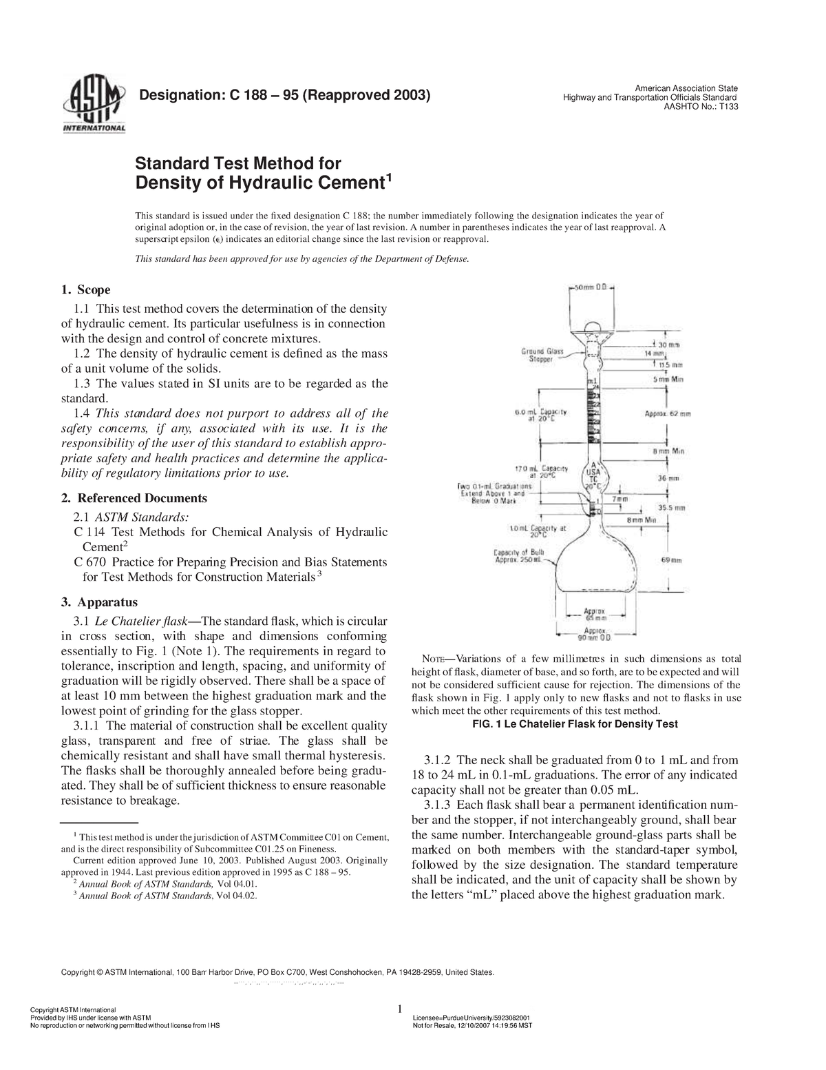 Norma ASTM C-188 Para hacer informes - Designation: C 188 – 95 ...