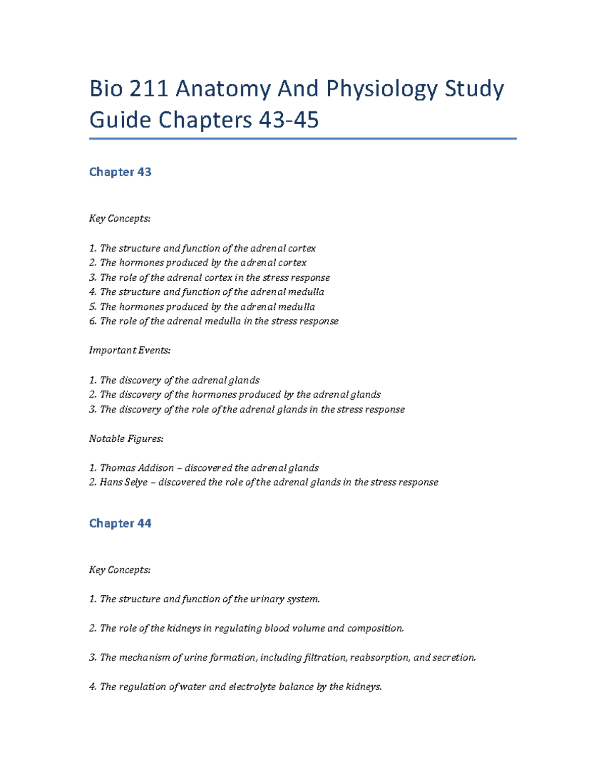 Bio 211 Anatomy And Physiology Study Guide Chapters 43-45 - Bio 211 ...
