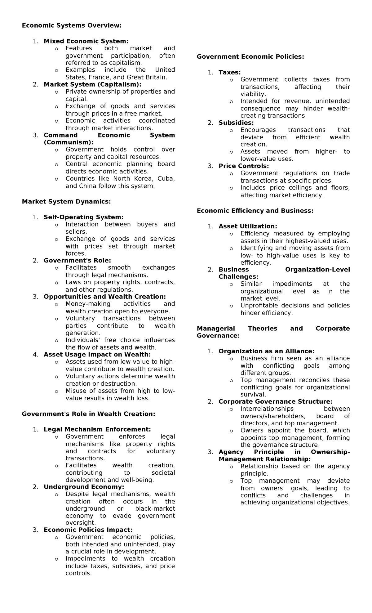 Man Econ comprehensive reviewer - Economic Systems Overview: 1. Mixed ...